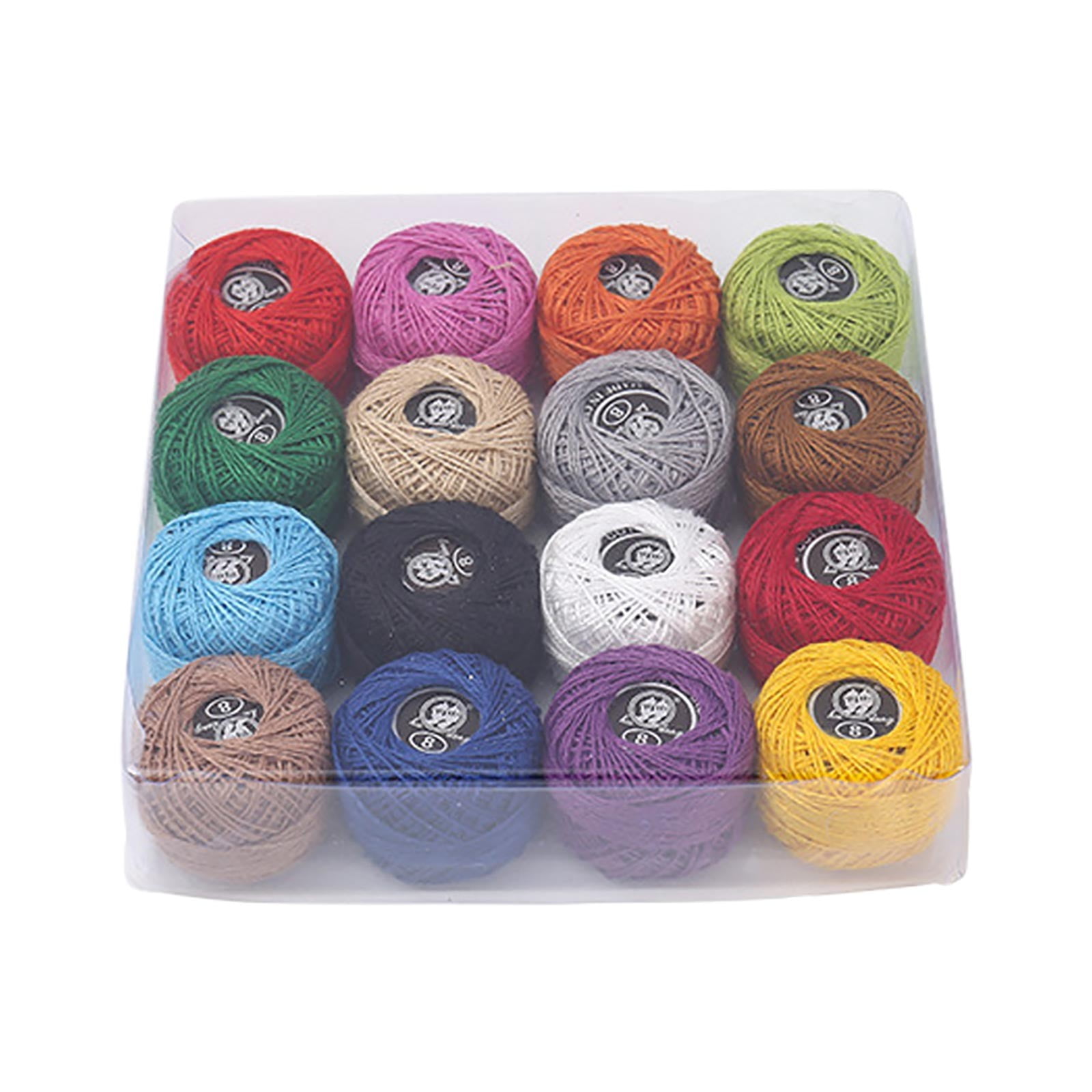 16 Pcs Crochet Thread Set - Assorted Colors Cotton Yarn for Knitting ...