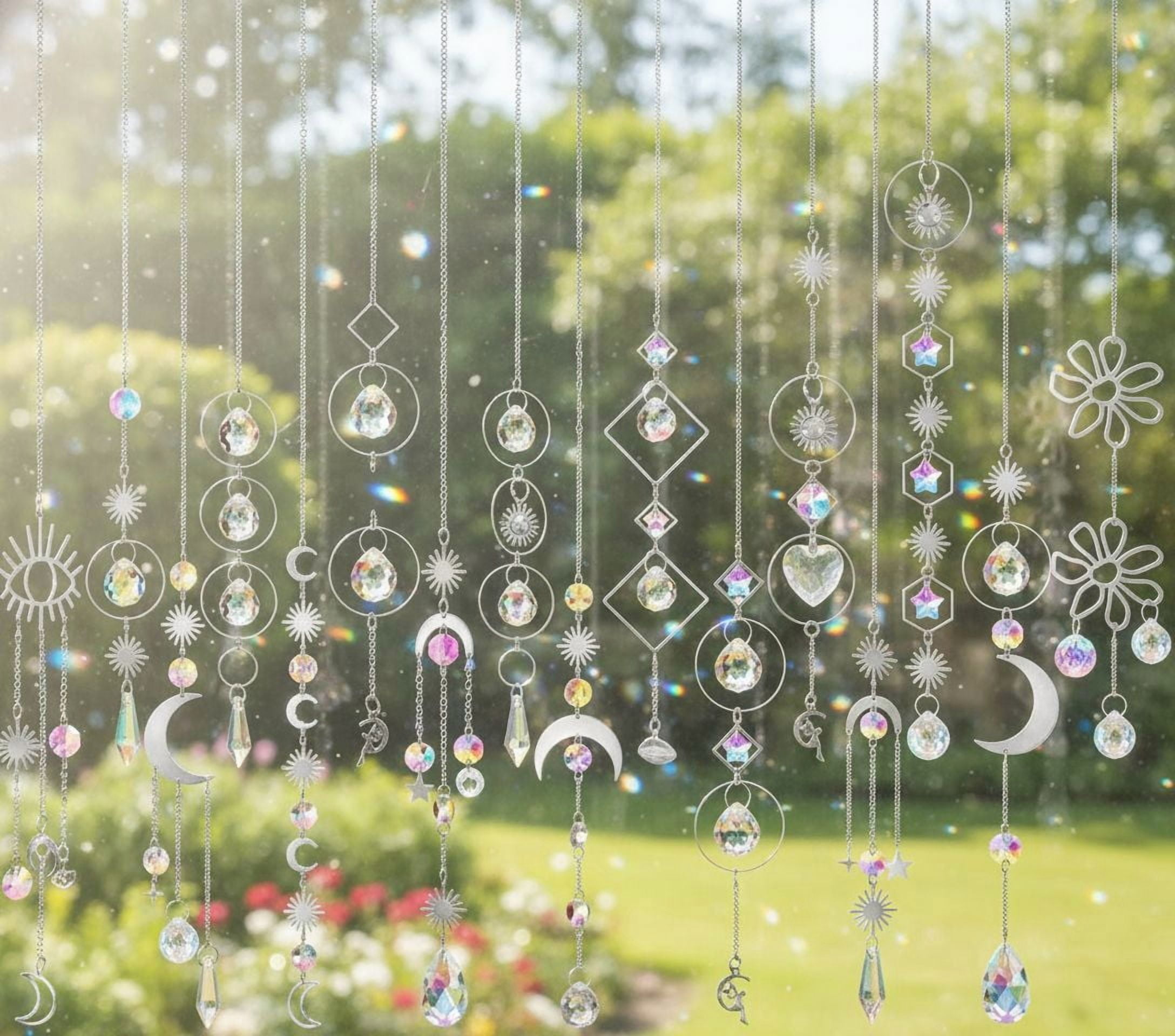 16 Pcs Crystals Suncatcher Colorful Hanging Sun Catcher for Window with ...
