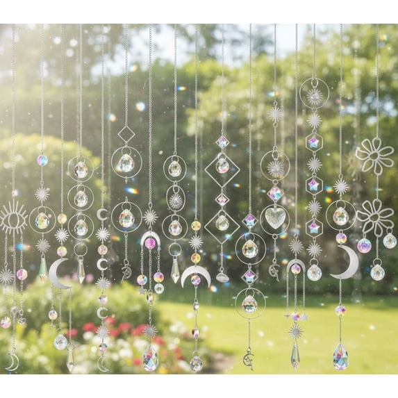 16 Pcs Crystals Suncatcher Colorful Hanging Sun Catcher for Window with ...