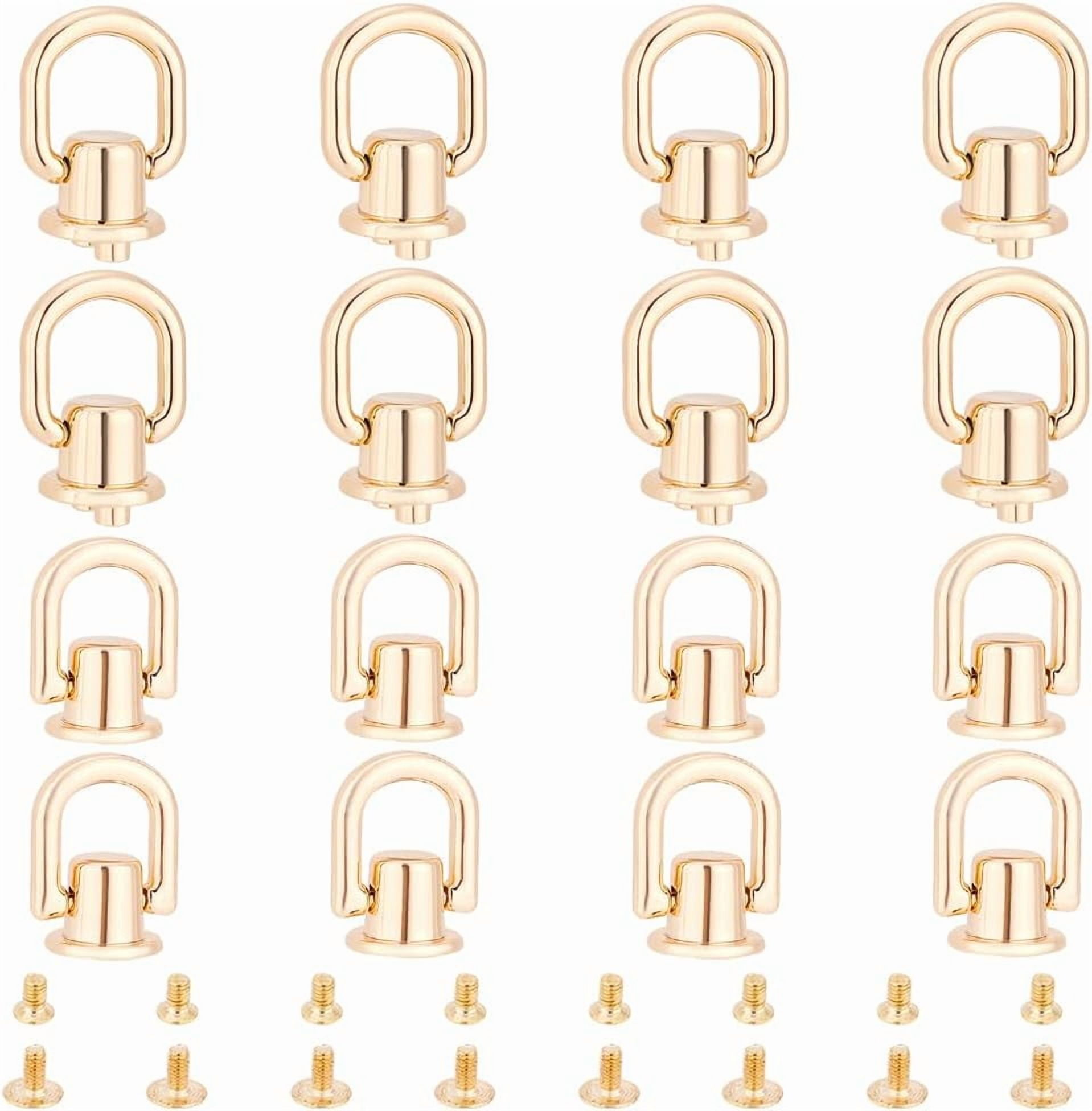 16 Pcs D Ring Stud 2 Size Gold Metal Rivet Button Ball Studs 360 Degree ...