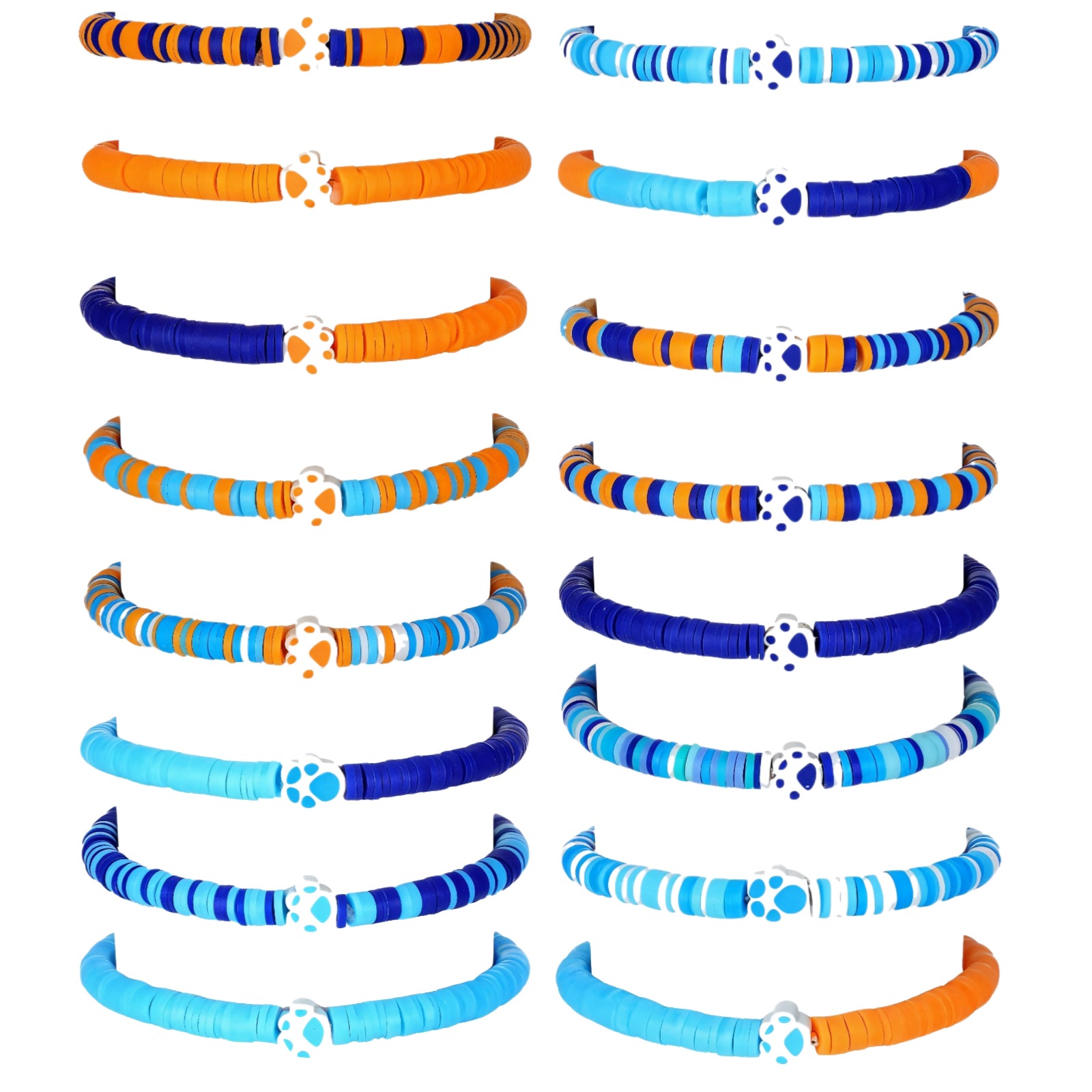 16 Pcs Dog Paw Stretch Bracelets, Colorful Soft Clay and Nylon Material ...