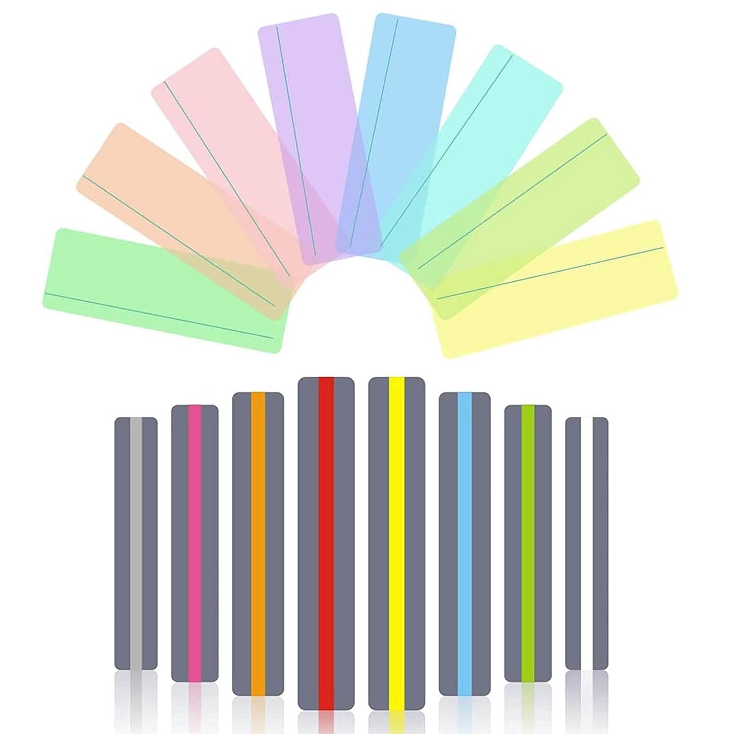 16 Pcs Dyslexia Overlays,Guided Reading Strips Highlight Strips Colored ...