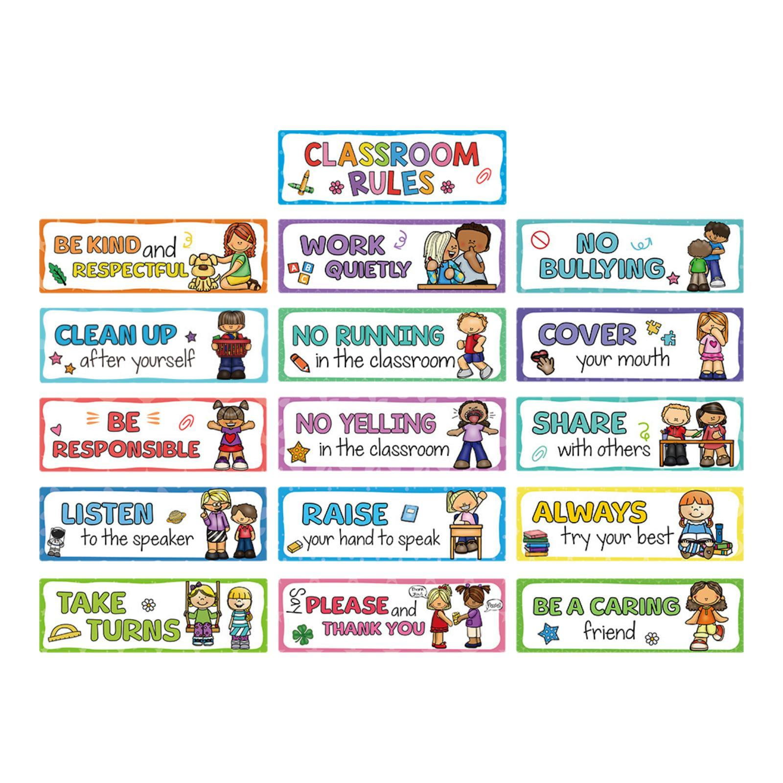 16 Pcs Educational Manners Charts Behavior Rules Posters with Clear ...