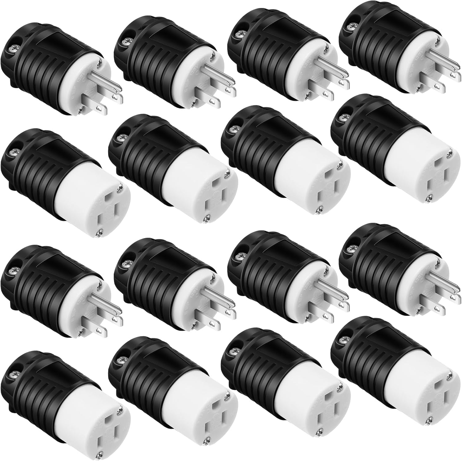 16 Pcs Extension Cord Ends Male and Female, 15A 125V 2 Pole 3 Wire, 5 ...