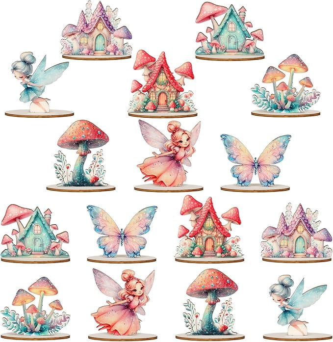 16 Pcs Fairy Party Decorations Wooden Fairies Centerpieces Table Topper ...