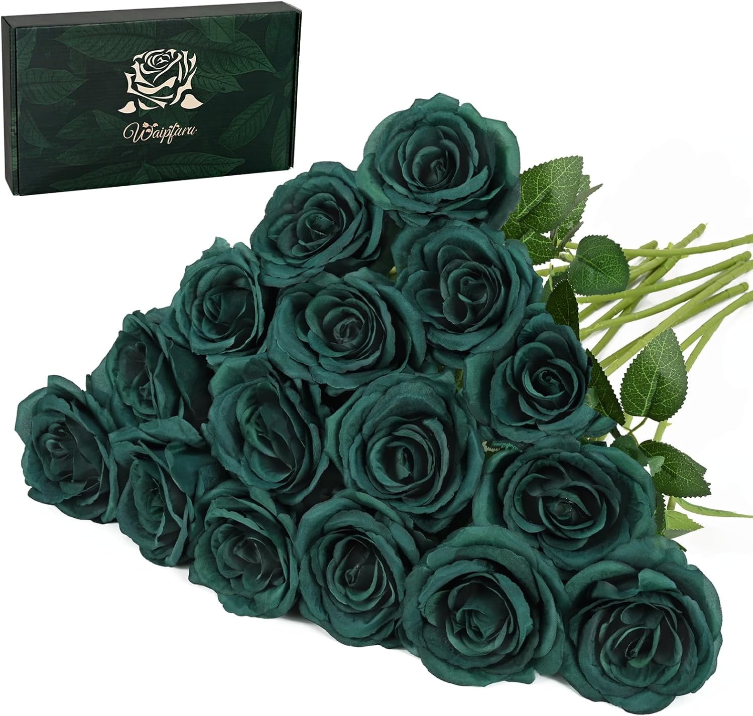 16 Pcs Fake Gold Roses Artificial Flowers with Long Stems, Rose Bouquet ...