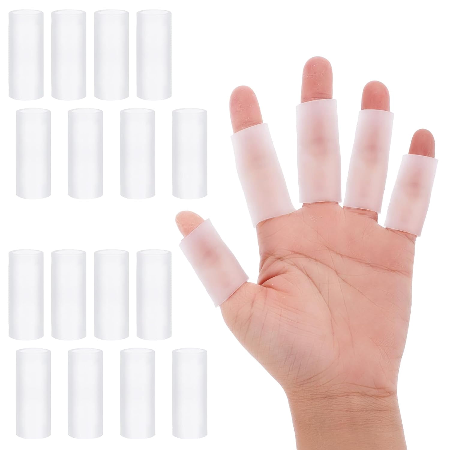 16 Pcs Finger Sleeve Protectors, Silicone Gel Rubber Shields for ...