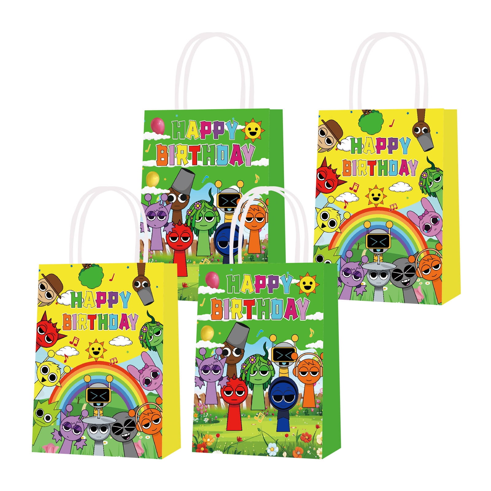 16 Pcs For Sprunki Party Favor Bags – 2 Styles with Handles, Gift Bags ...