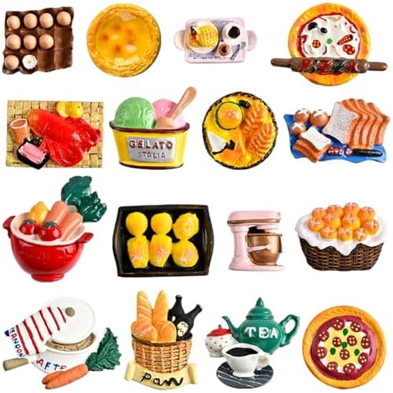 16 Pcs Fridge Magnets, 3D Resin Cute Food Shaped Magnets for Home Decor ...