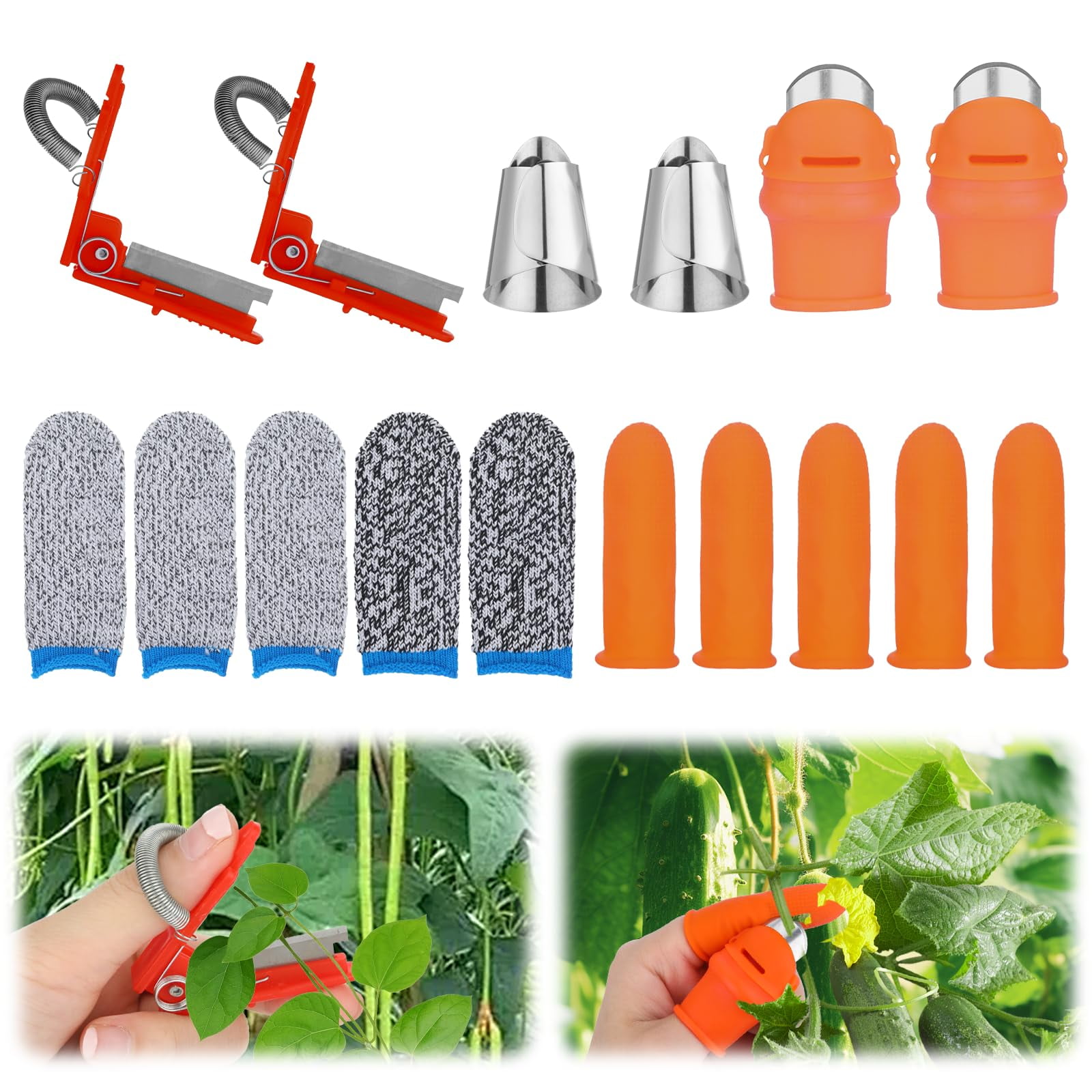 16 Pcs Gardening Thumb Knife Cutter Harvesting Tool Silicone Finger ...