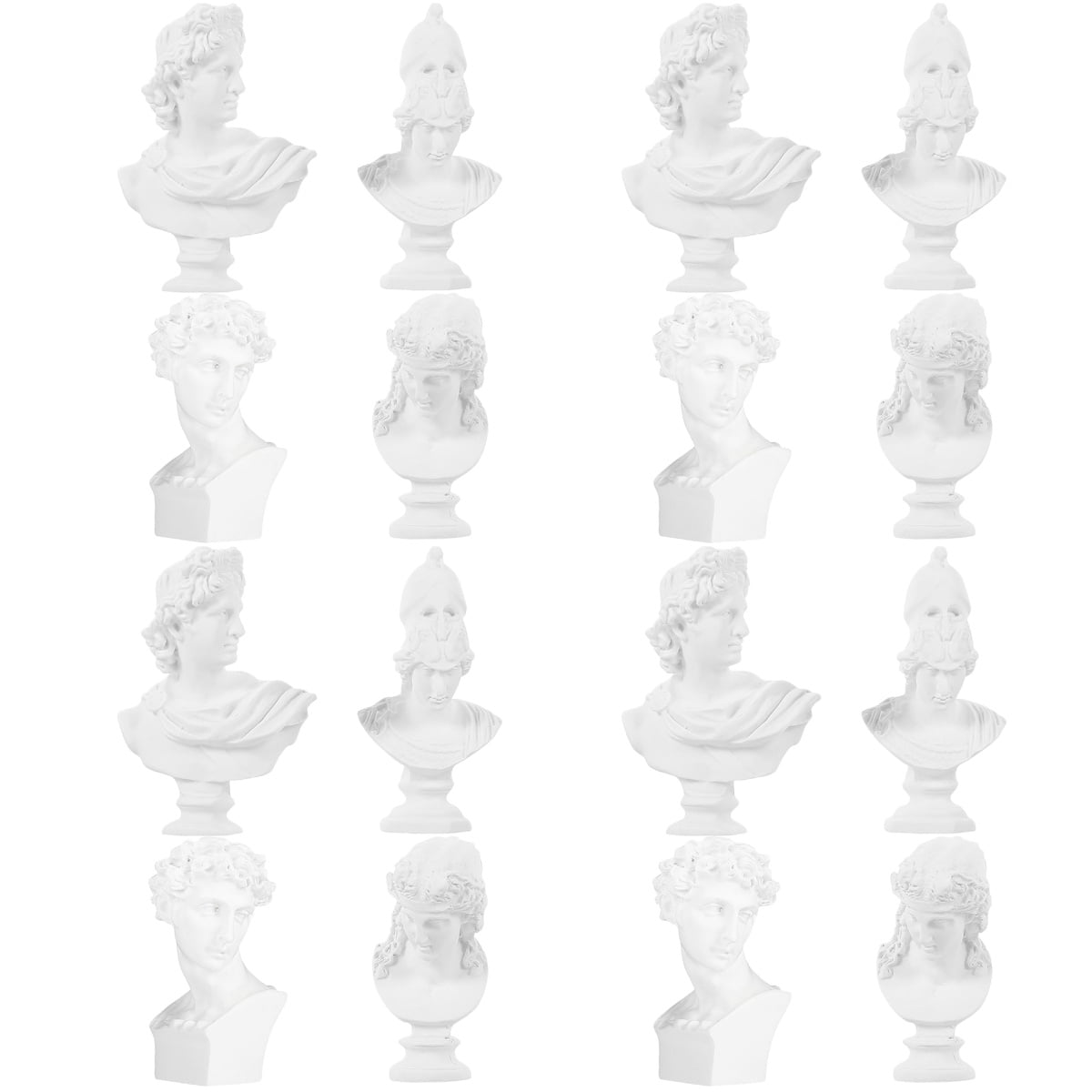 16 Pcs Greek Head Figurine Statue Desktop Mini Resin Bust Statue Artist ...
