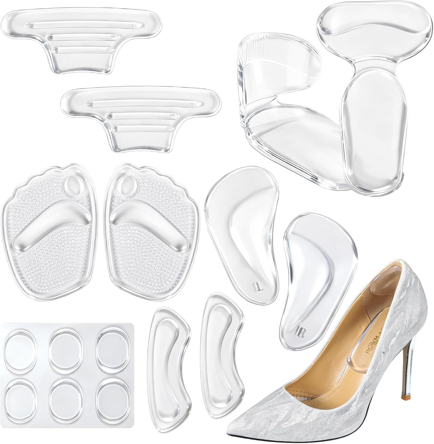 16 Pcs High Heel Comfort Pad Inserts, Silicone Shoe Cushion Insoles ...