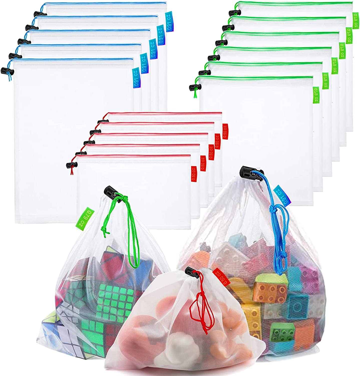 16 Pcs Mesh Small Toy Bags for Storage, 3 Sizes Reusable Mesh ...