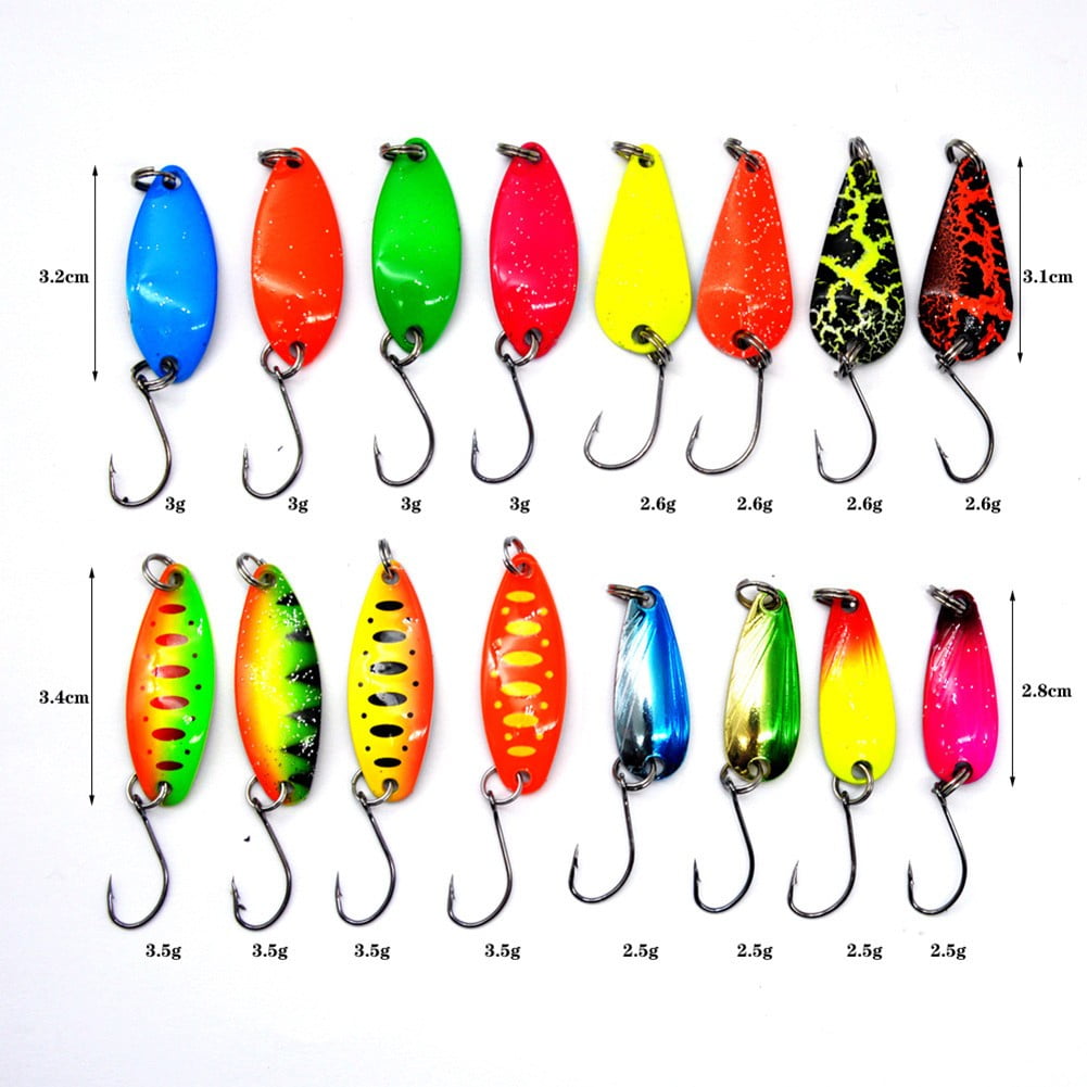 16 Pcs Metal Spoon Spinner Fishing Lure Pike Crochet Kit artificial ...