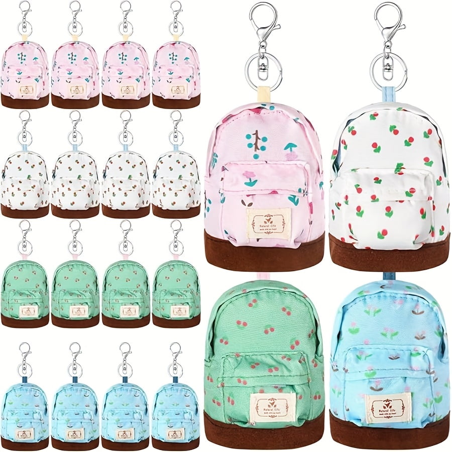 16 Pcs Mini Backpack Keychain Set, Cute Mini Coin Purse Keychains with ...