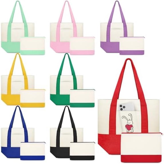 16 Pcs Mini Canvas party favor bags Set with Pockets Include Small ...