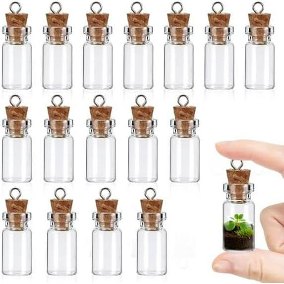 16 Pcs Mini Glass Bottles with Cork Stoppers - 1.5ml Small Empty ...