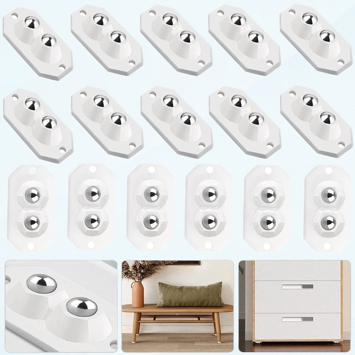 16 Pcs Mini Self-Adhesive Mini Caster Wheels for Small Kitchen ...