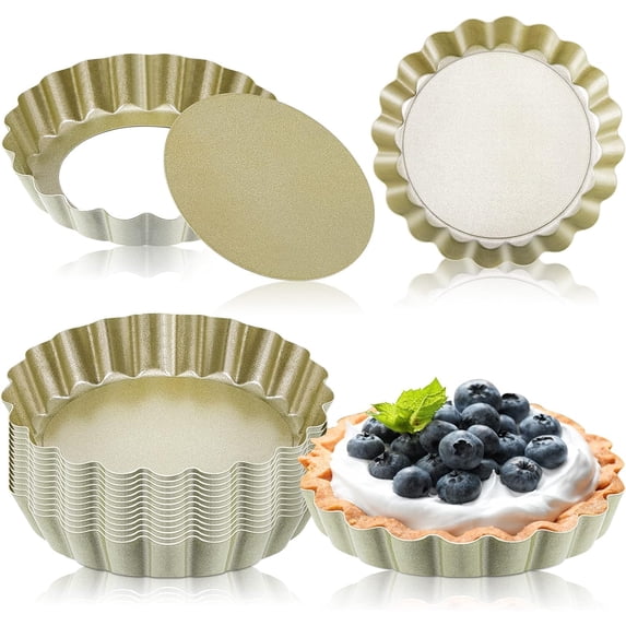 16 Pcs Mini Tart Pans for Baking, 4 Inch Quiche Pans with Removable ...