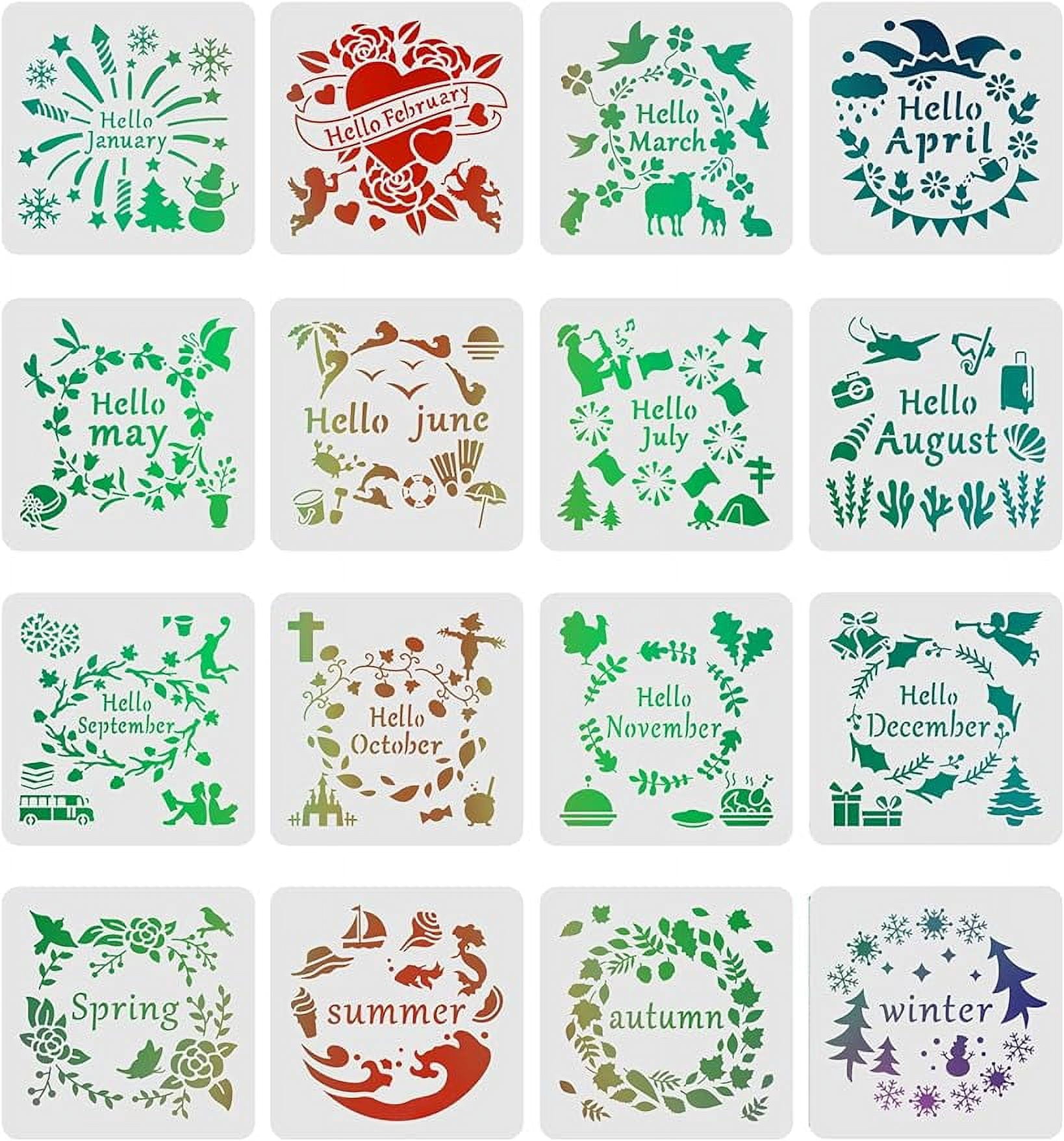 16 Pcs Monthly Stencils Drawing Painting Templates Sets - Walmart.com