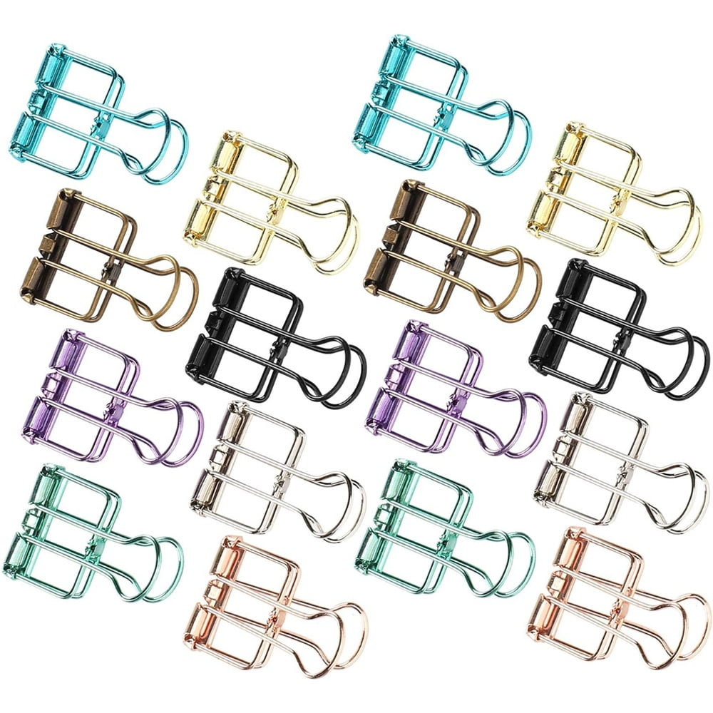 16 Pcs Multicolor Large Paper Clamps,Metal Binder Clips,Wire Long Tail Clips,Hollow Out Paper ...