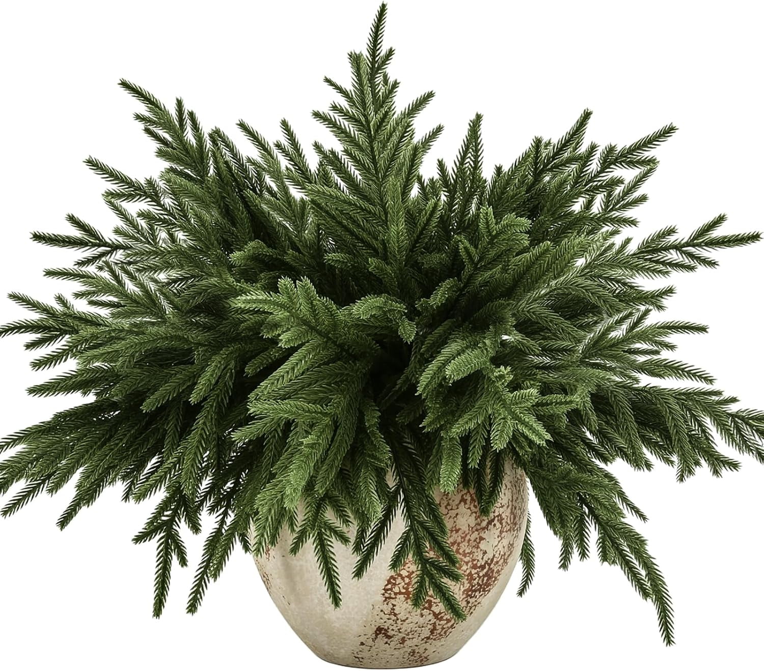 16 Pcs Norfolk Pine Stems, 18" Artificial Christmas Pine Branches Ink ...