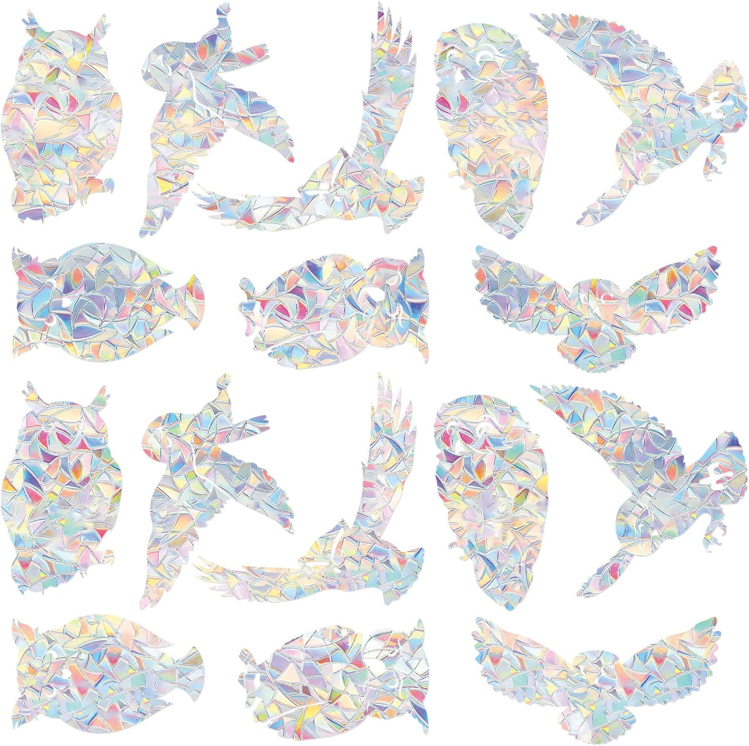 16 Pcs Owl Birds Window Stickers Static Window Decals Rainbow ...
