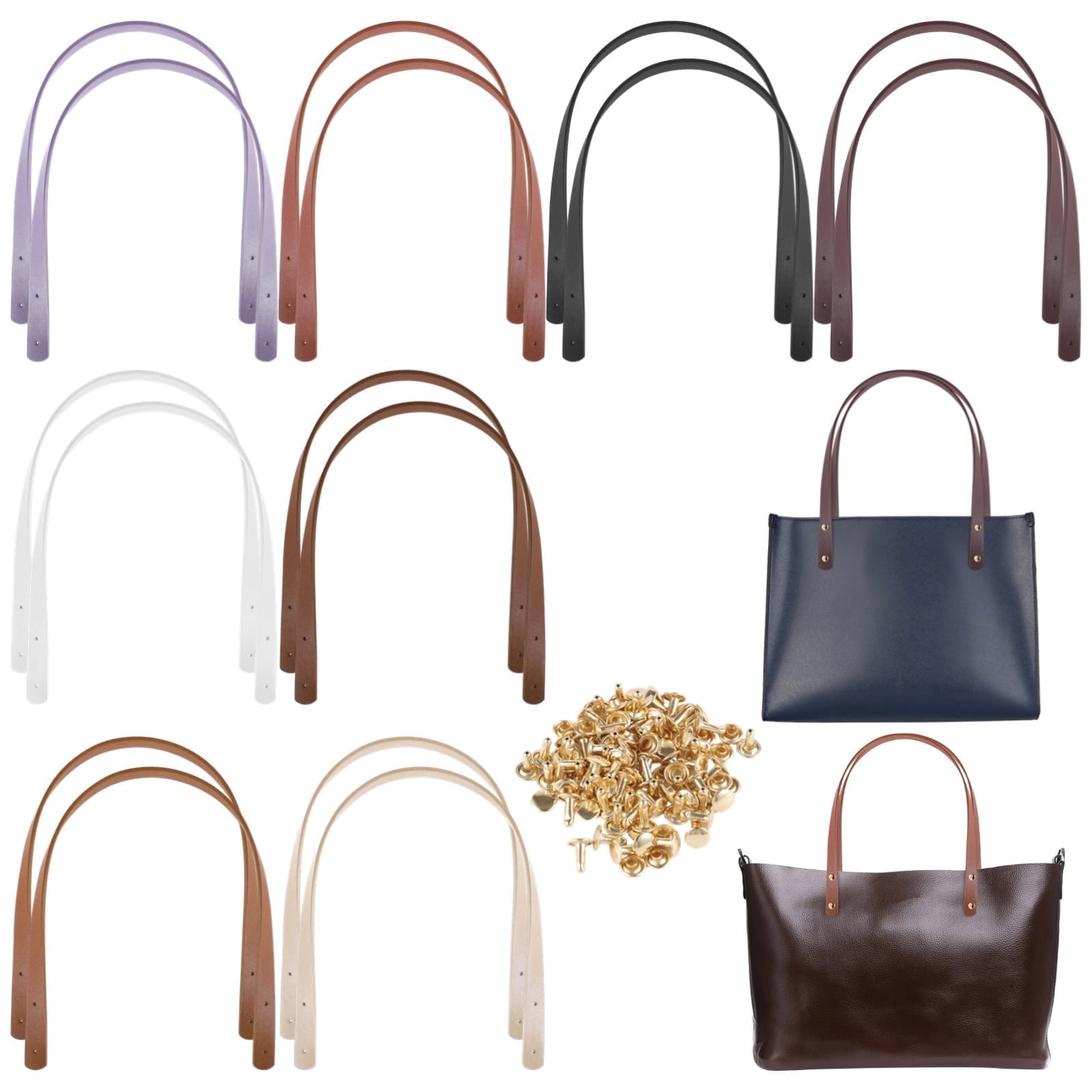16 Pcs PU Leather Bag Handles, U-Shaped Replacement Handbag Straps with ...