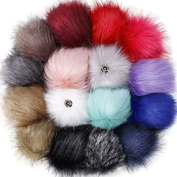 16 Pcs/Pack Soft Faux Pom Poms Balls Multicolor Fluffy Artificial with ...