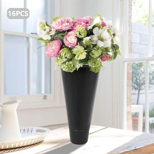 16 Pcs Plastic Flower Buckets, 15.3in Floral Bucket for Cut Flowers ...