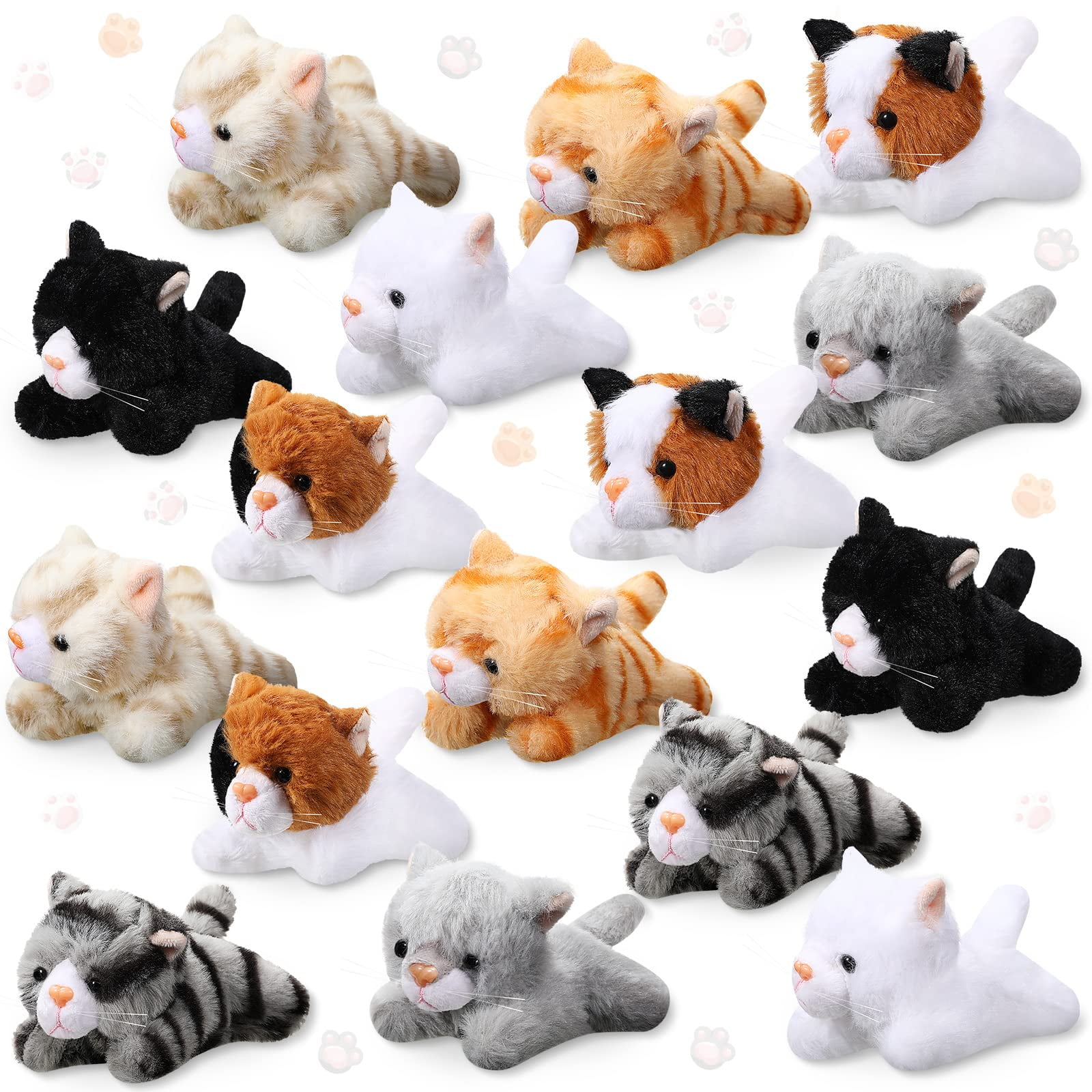 16 Pcs Plush Animals Bulk Operation Small Cat Dog Plush Pet Stuffed ...