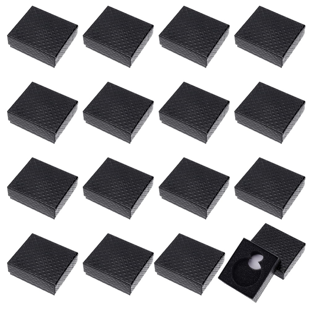 16 Pcs Pocket Watch Display Box Black Rhombus Textured Watch Packaging ...