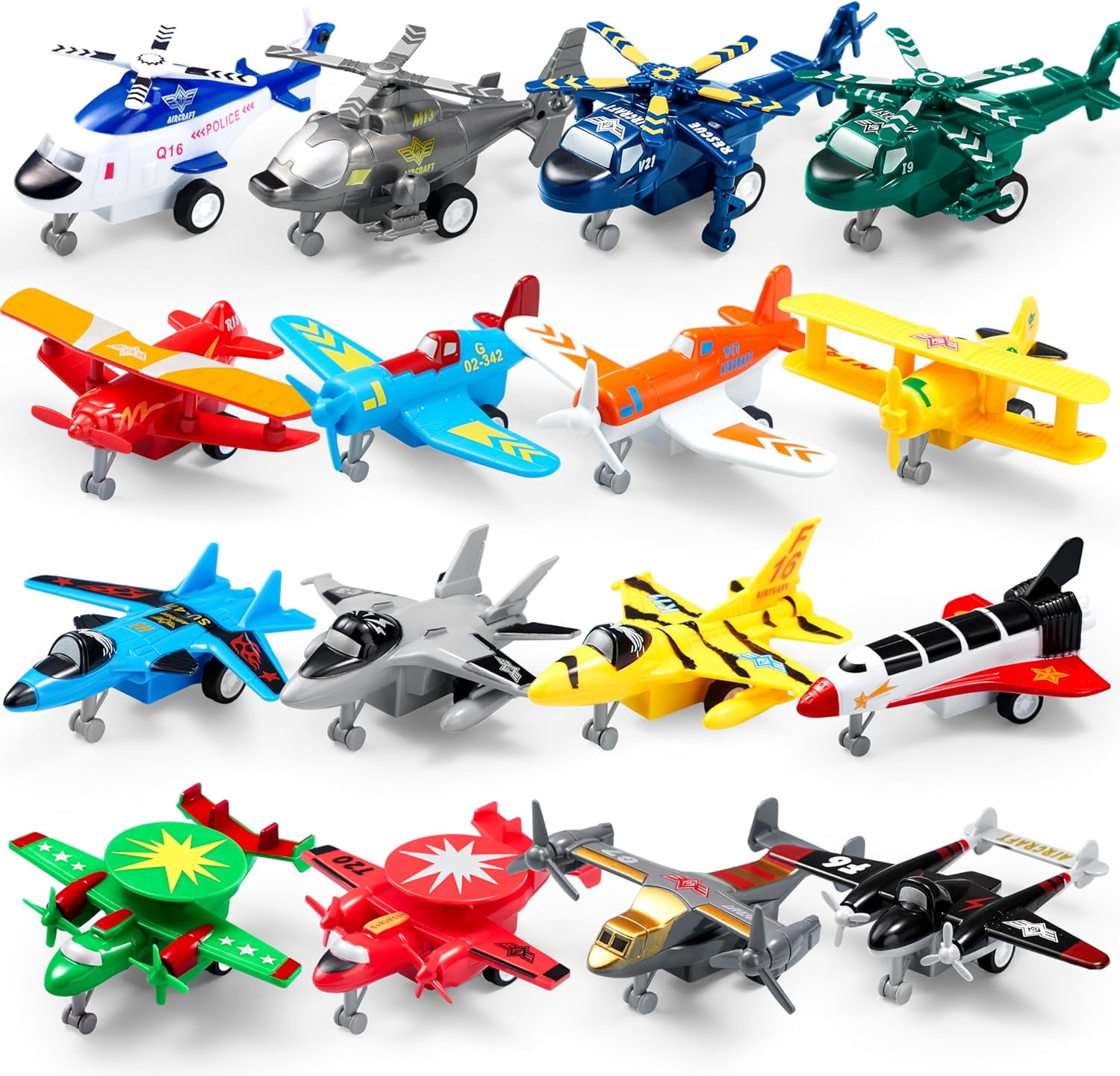 16 Pcs Pull Back Airplane Toys, Boys Plane Playset, Aircraft Incl ...