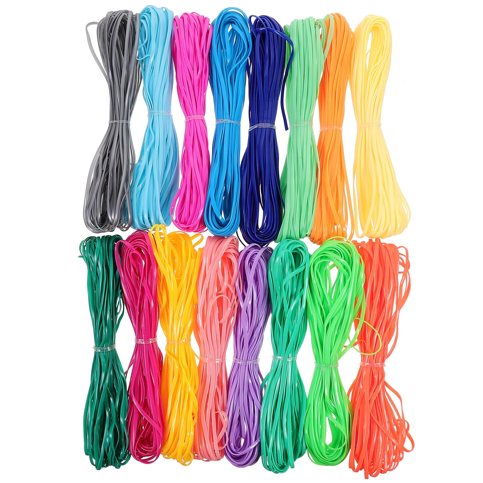 16 Pcs Pvc Braided Rope Knitting Kit Keychain Rings for Crafts Lacing ...