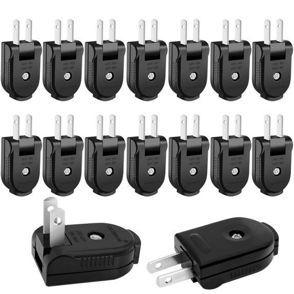 16 Pcs Quality Extension Cord Replacement Plug 2 Prong 125v 15A ...