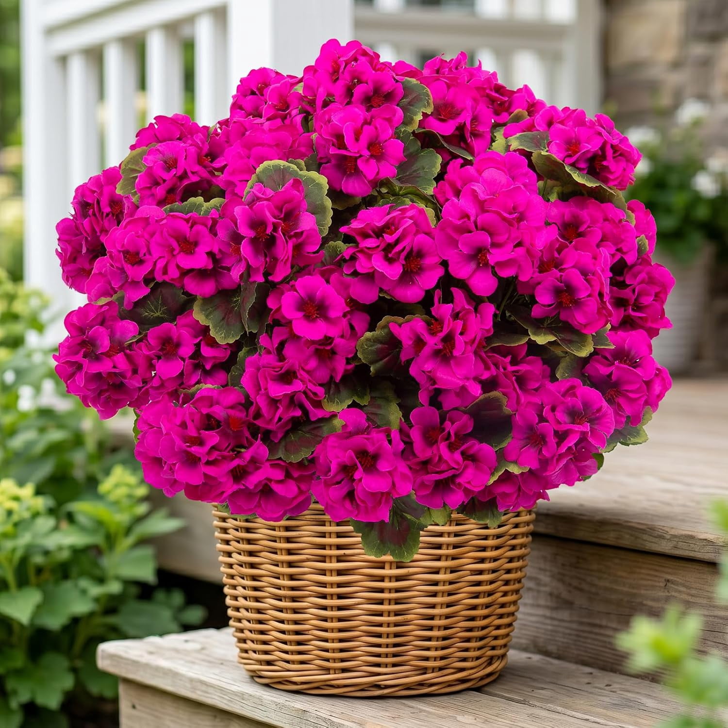 16 Pcs Realistic Artificial Geranium Plants UV Resistant for Indoor ...