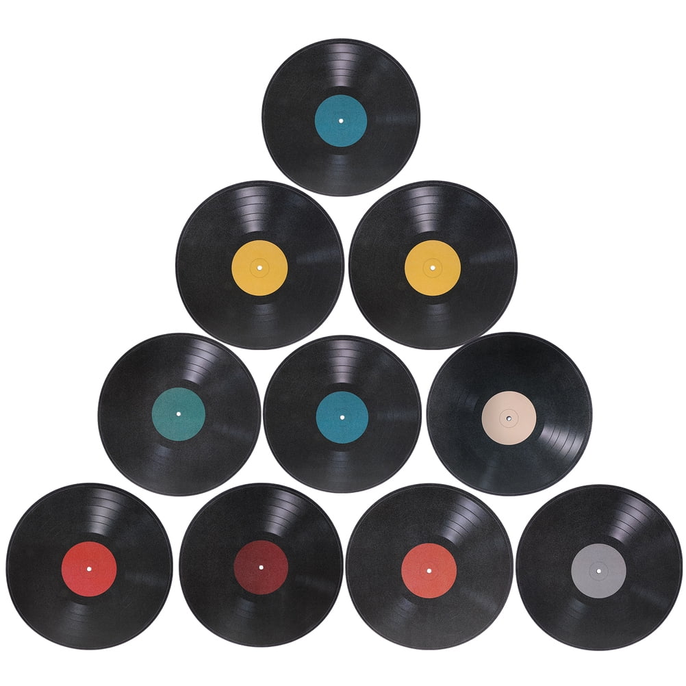 WEUVEB 16pcs Vinyl Record Sticker Decor Vinyl Wall Art Black PVC ...