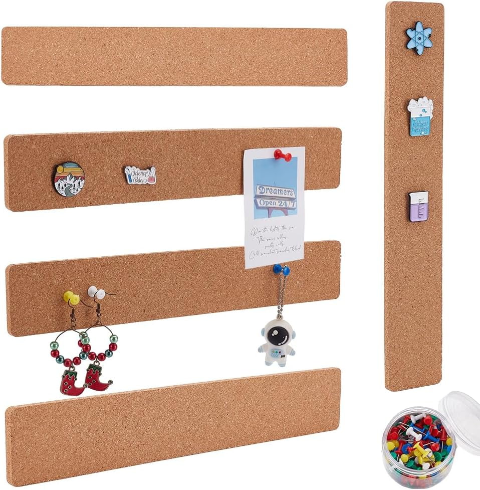 16 Pcs Rectangle Cork Board Strips Self Adhesive Cork Boards with 80 ...