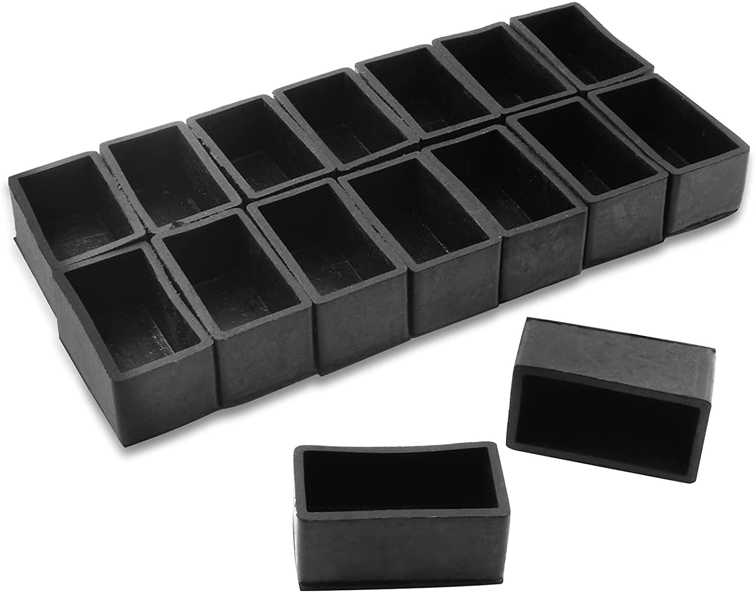 16 Pcs Rectangle Rubber Chair Leg Covers, Black Chair Leg Caps ...