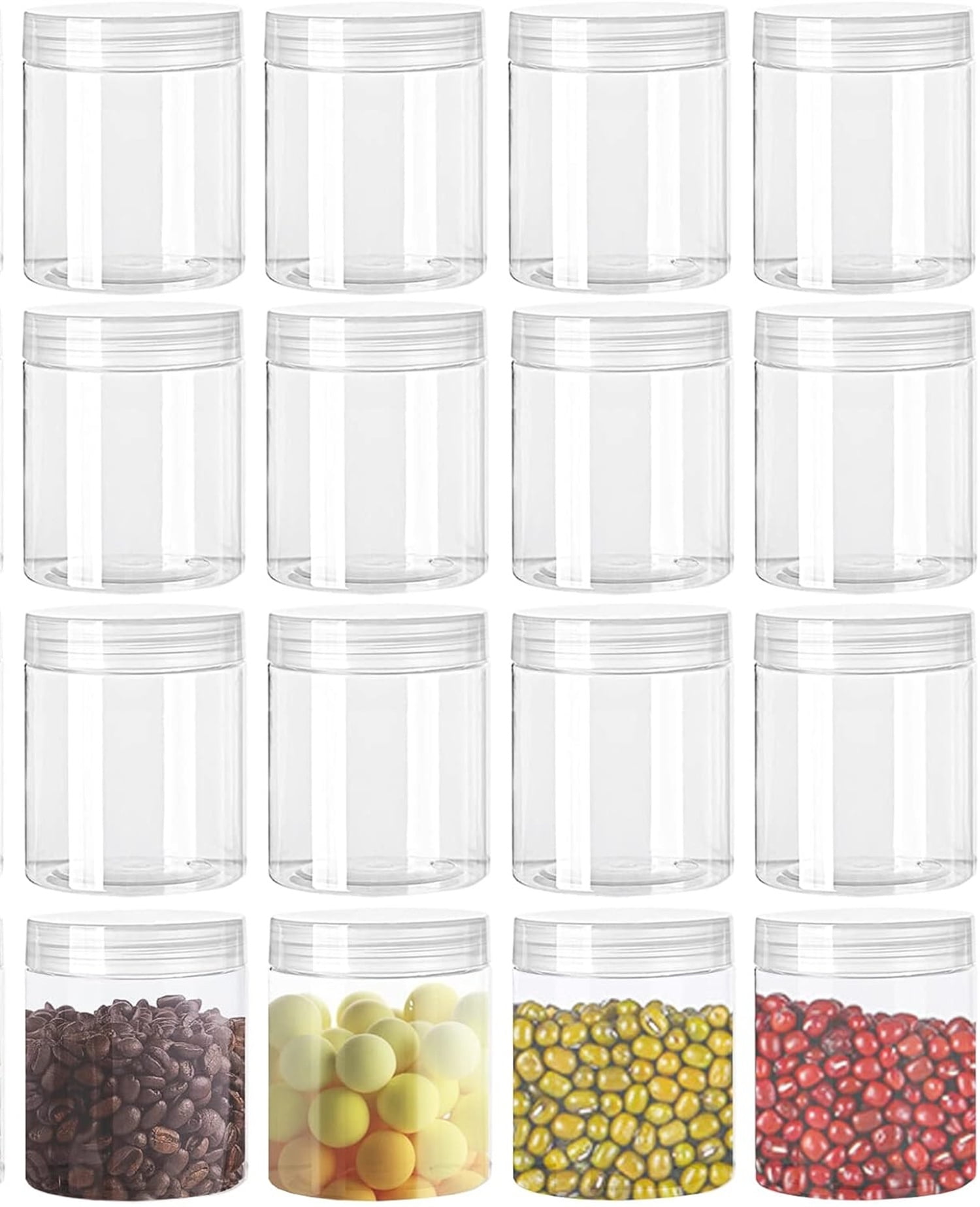 16 Pcs Round Empty Storage Containers,Wide-Mouth Refillable Storage ...