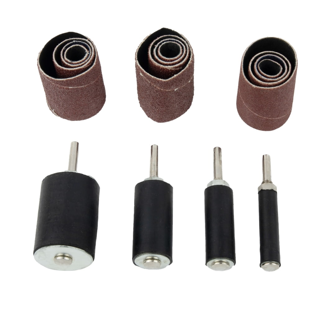 16 Pcs Sanding Drum Kit Sandpaper With Mandrel 60/80/120 Grit Sandpaper ...