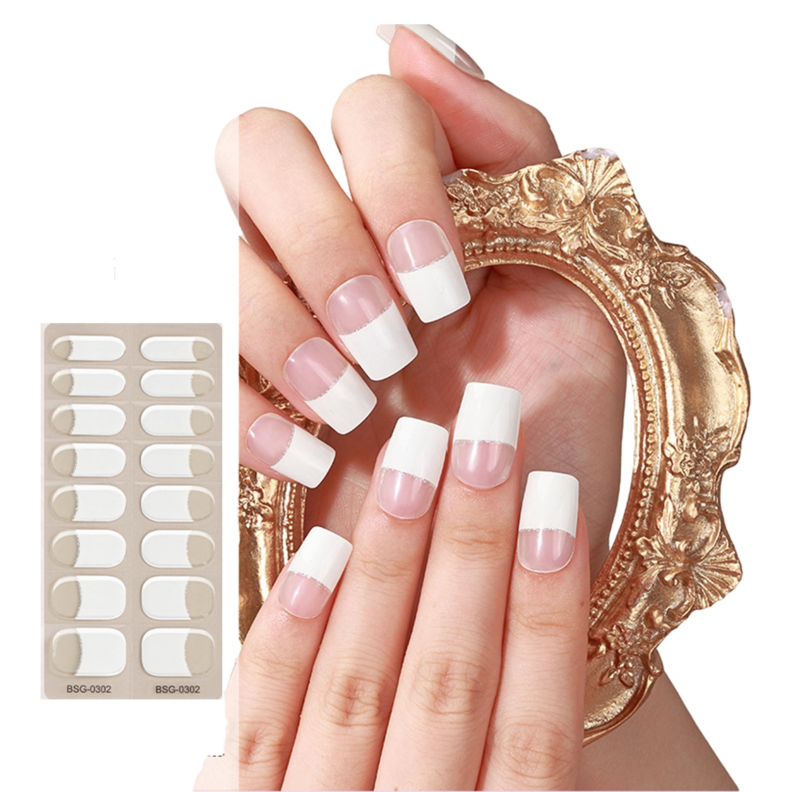 16 Pcs Semi Cured Gel Strip with Soft Glossy Gel Finish Long Lasting ...