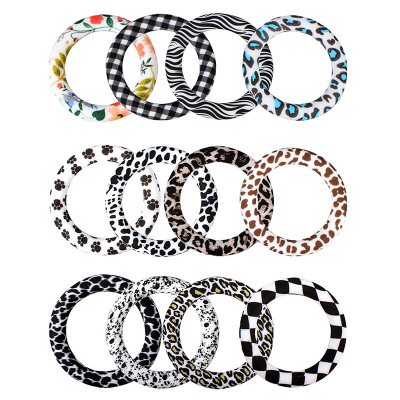 16 Pcs Silicone Beadable O Rings,Silicone Loop with 2 Holes,65mm Bead ...