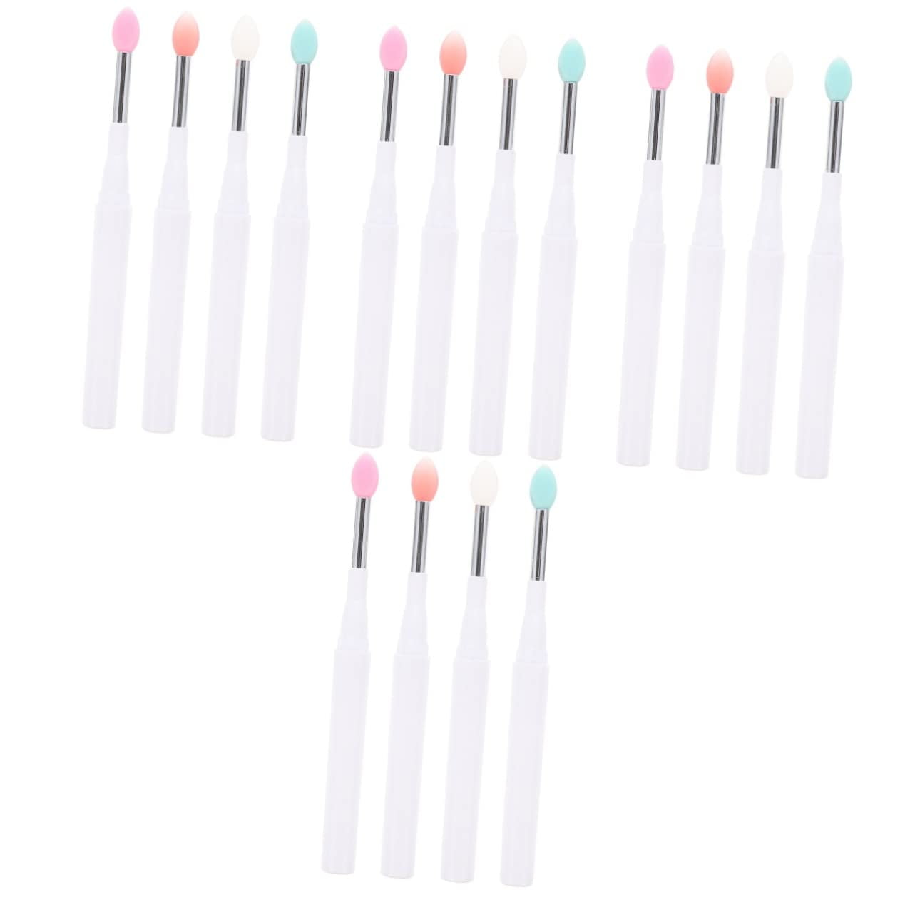 16 Pcs Silicone Lip Brush with Lid Dual Sided Eyeshadow Sponge ...