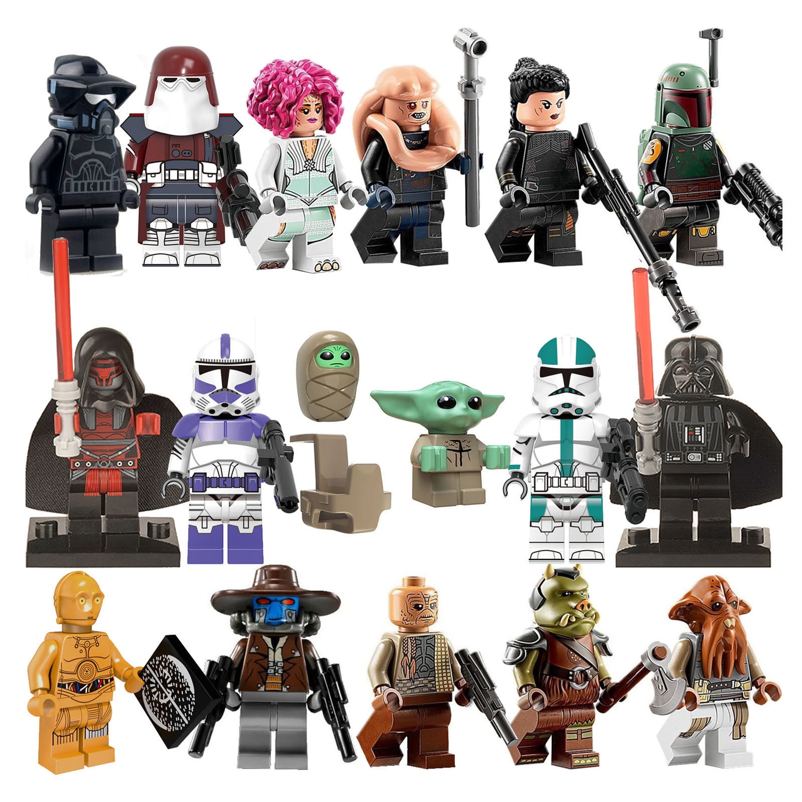 16 Pcs Space Wars Minifigures Action Figures Weapons Set Battle Droids ...