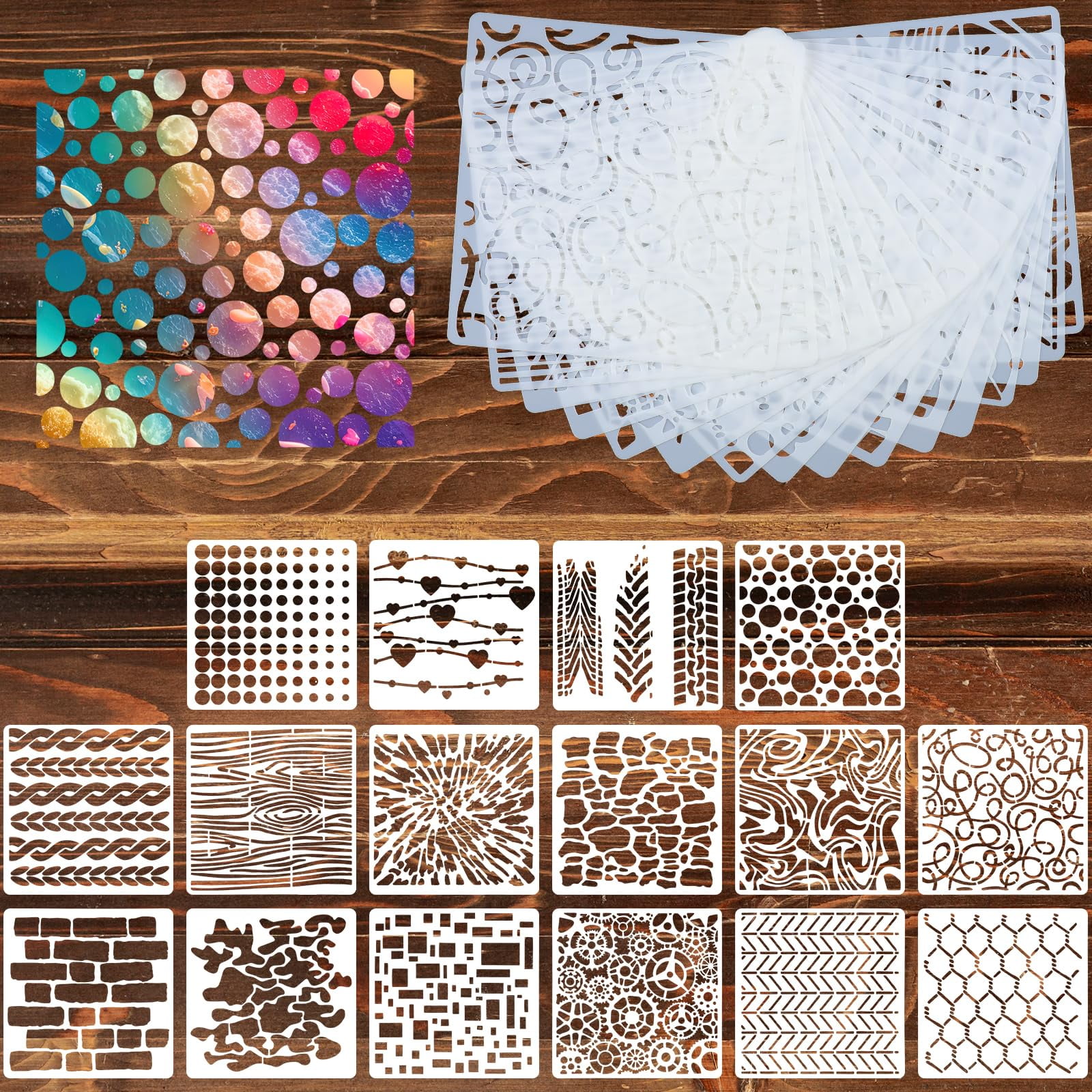16 Pcs Stencils for Painting On Wood Mixed Stencils for Crafts Reusable On Walls Canvas Diy ...