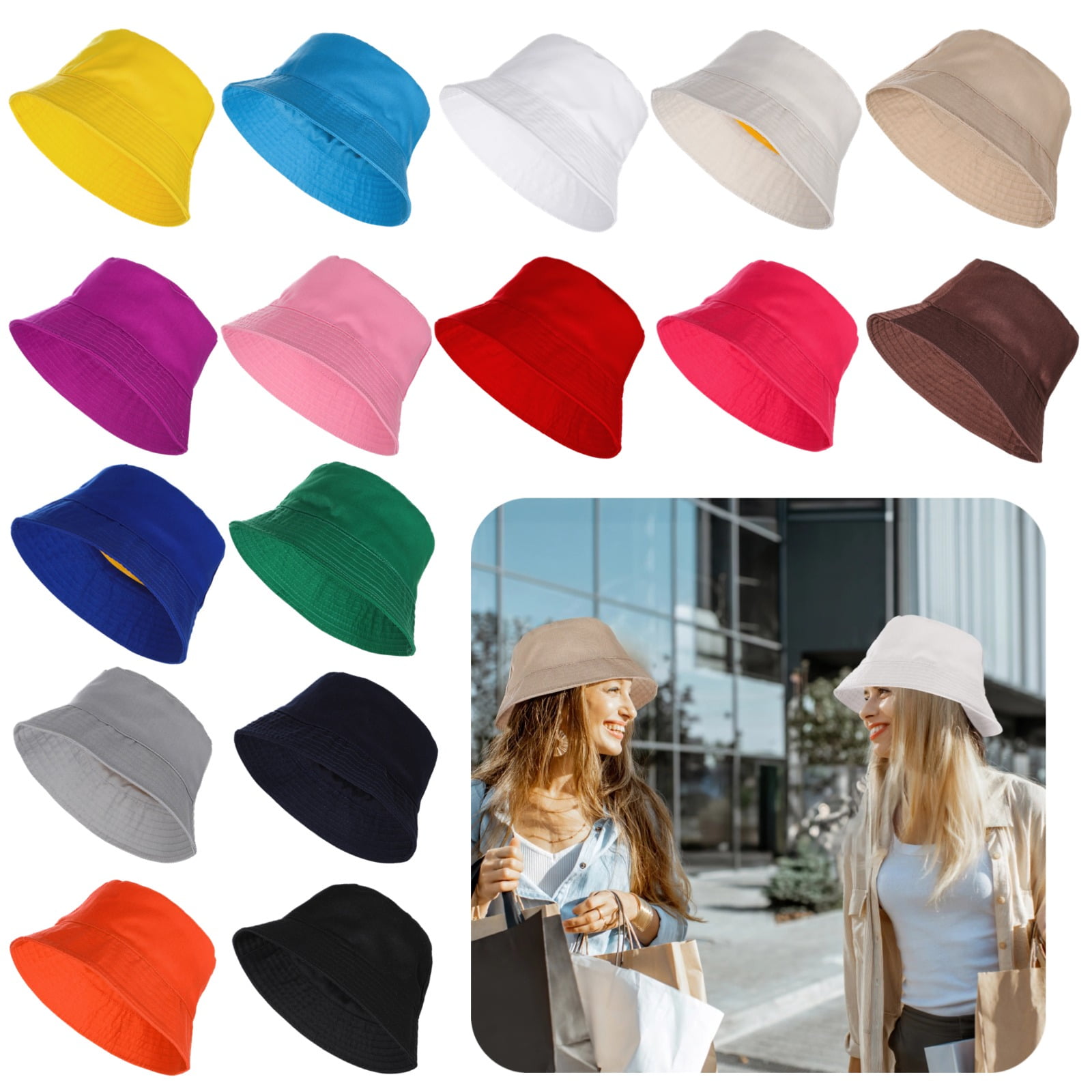 16 Pcs Summer Bucket Hats, Fisherman Sun Hats for Men and Women, Unisex ...