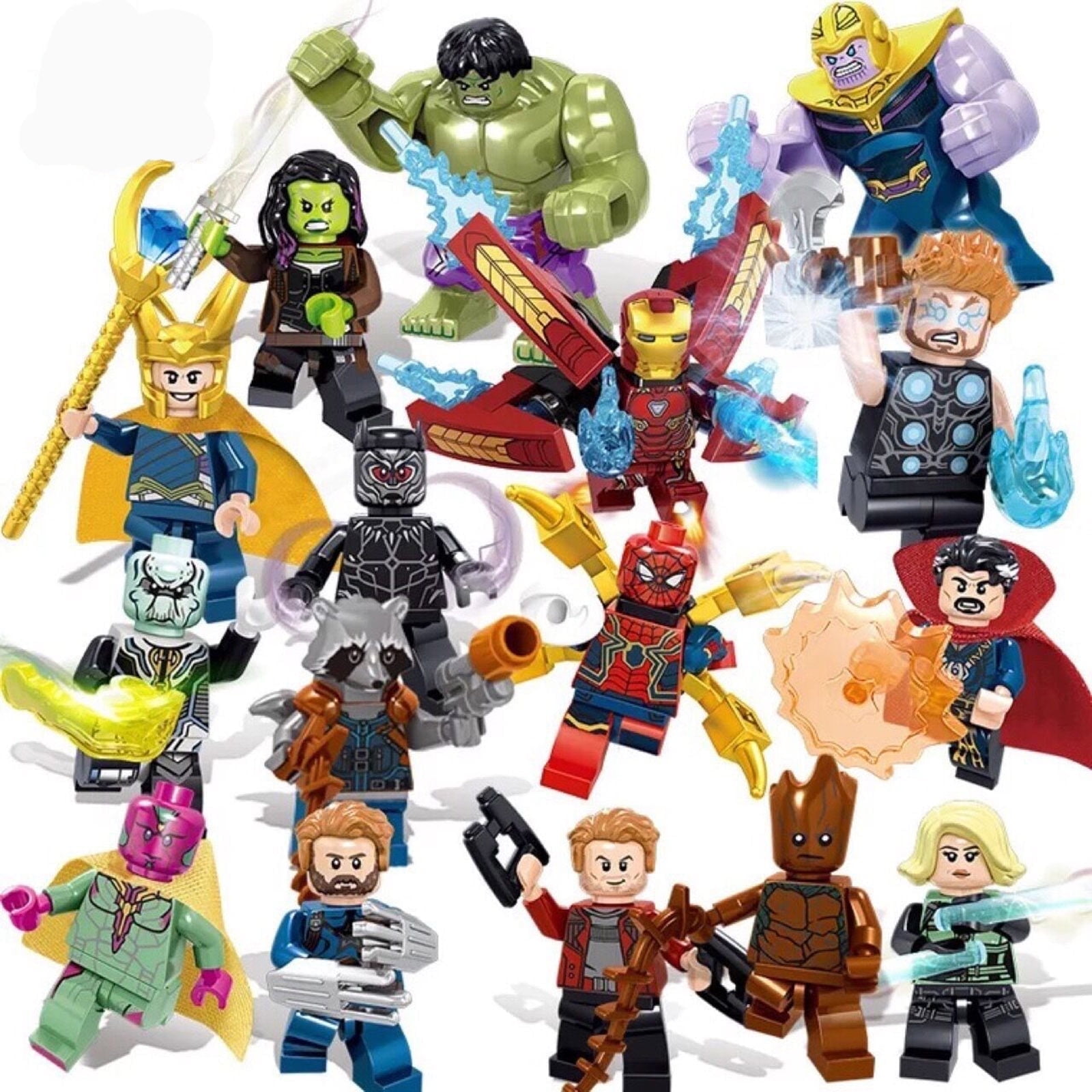 16 Pcs Superhero Action Figures Building Blocks Toy Set, 1.77-2.8 inch ...