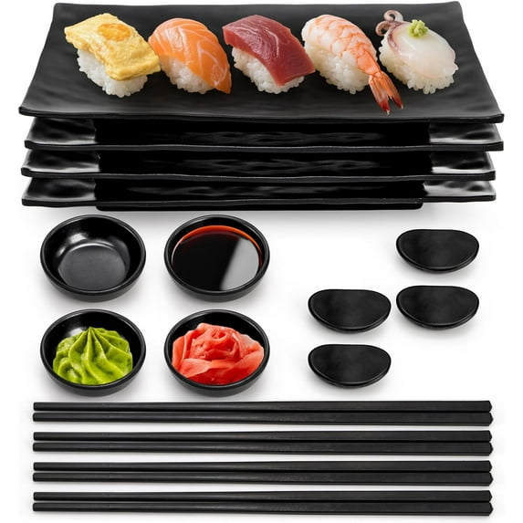 16 Pcs Sushi Plate Set, Melamine Sushi Serving Dishes, Japanese ...