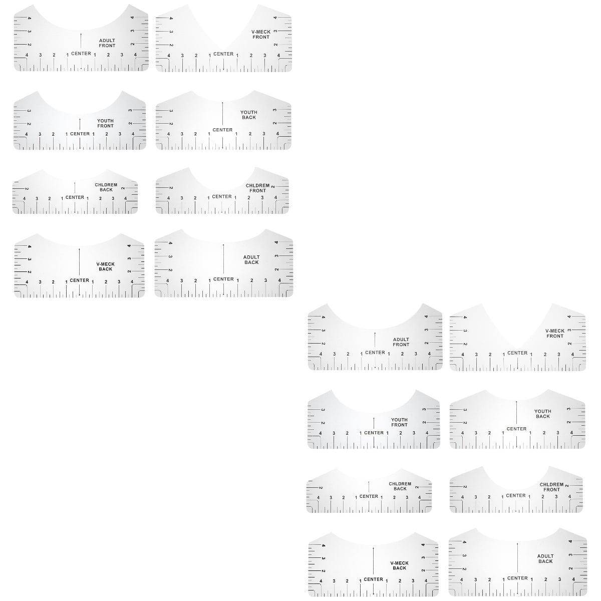 16 Pcs T-shirt Guide Ruler Clothing Size Chart Vinyl Rulers for ...